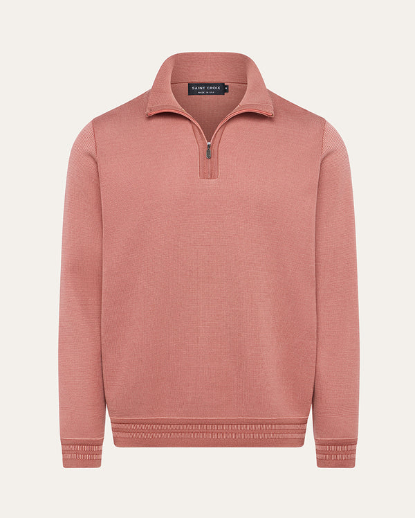 Tonal Milano Rib Cotton Quarter-Zip Sweater | Saint Croix